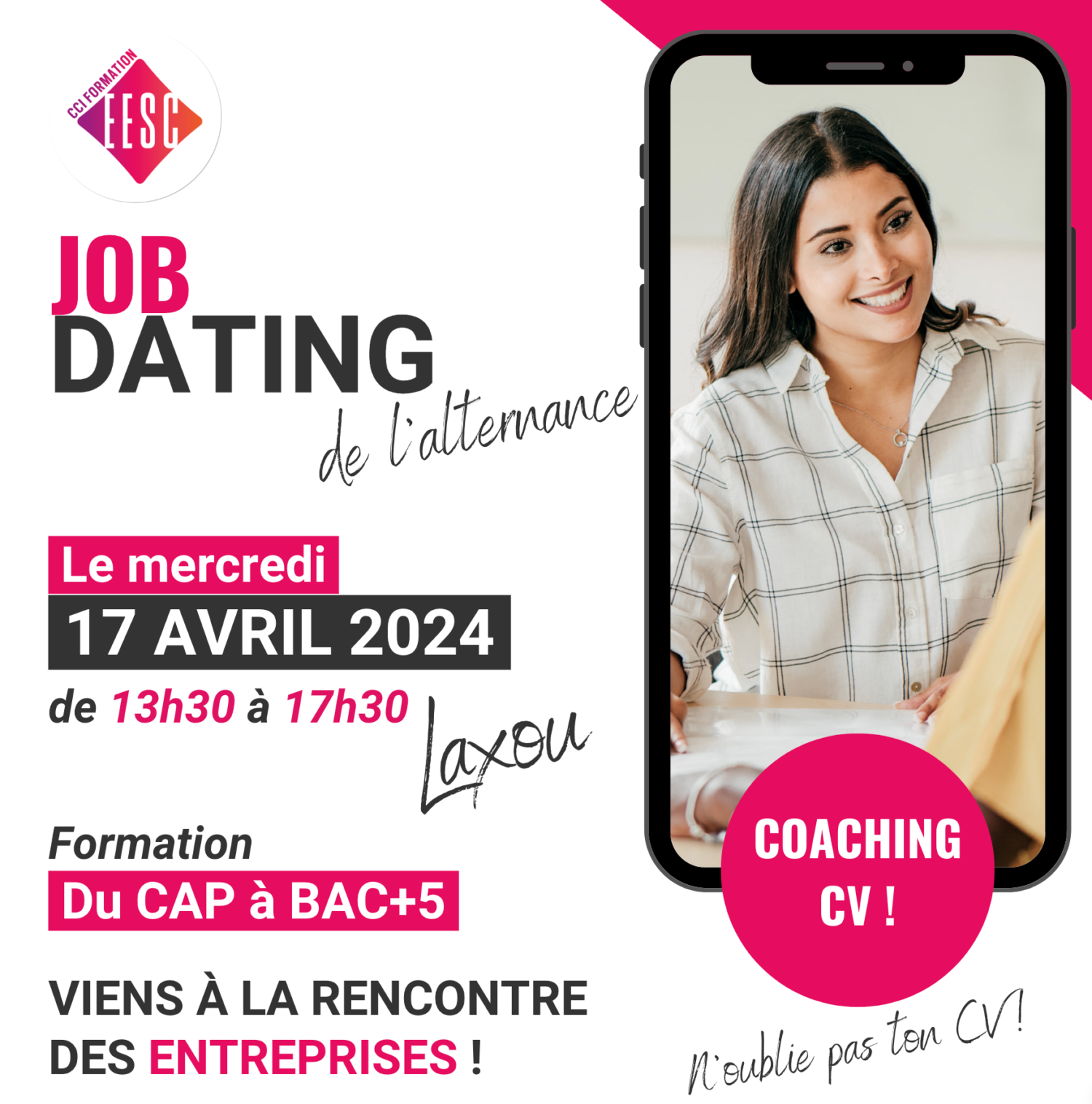 Tout savoir sur notre JobDating du 17 Avril 2024 ! - CCI formation - EESC